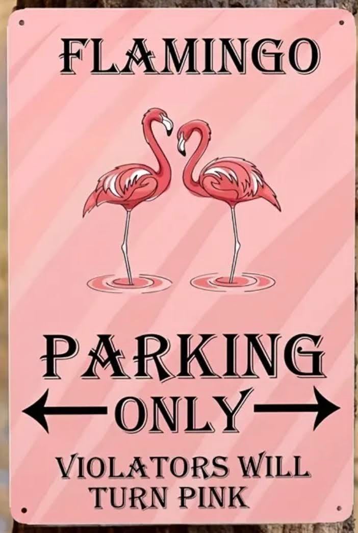 Flamingo Parking Metal Sign | Backyard Supply
